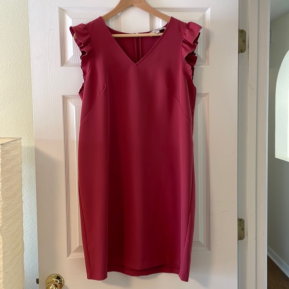 LOFT | Dresses | Loft Sheath Dress With Ruffled Shoulders | Poshmark